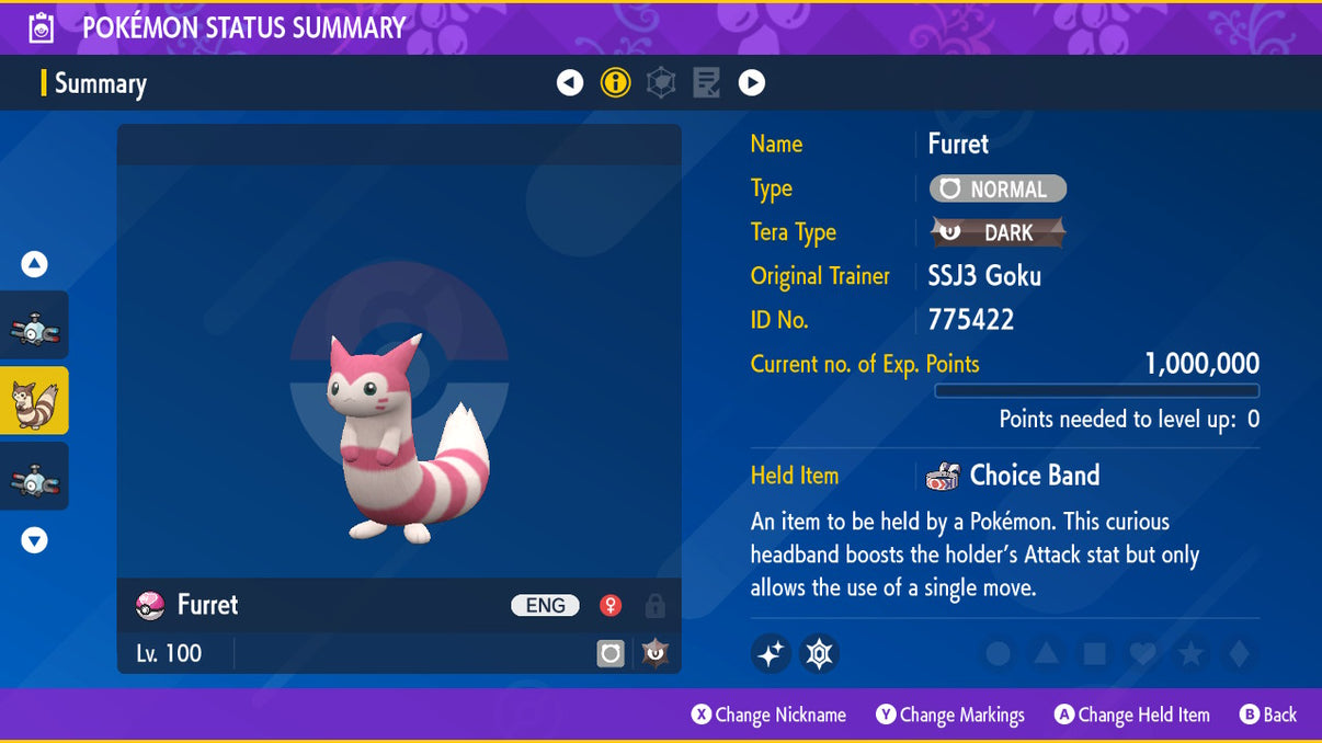 Pokemon Scarlet and Violet Shiny Furret 6IV-EV Trained – Pokemon4Ever