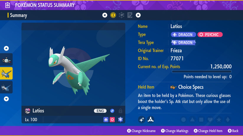 Pokemon Scarlet and Violet Shiny Latios 6IV-EV Trained – Pokemon4Ever