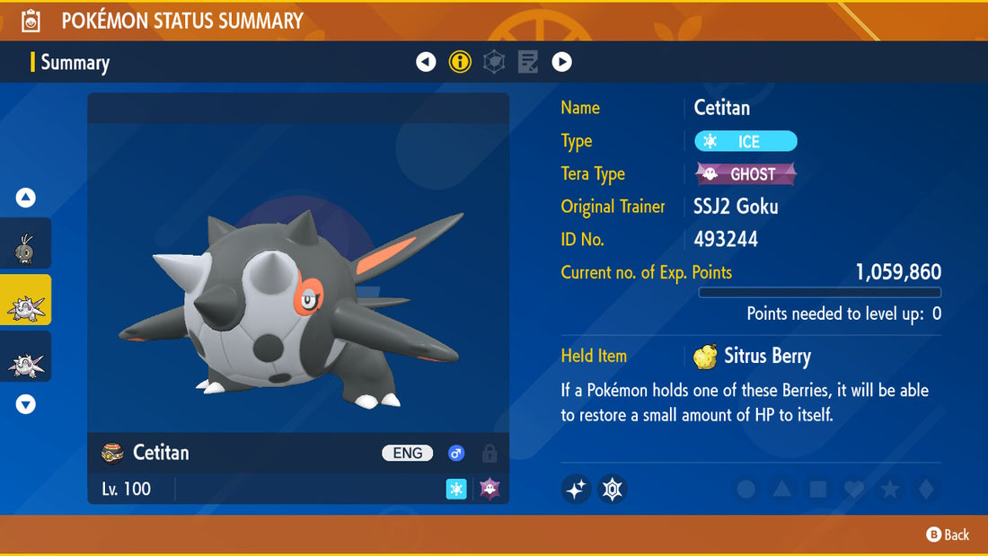 Pokemon Scarlet and Violet Shiny Cetitan 6IV-EV Trained – Pokemon4Ever