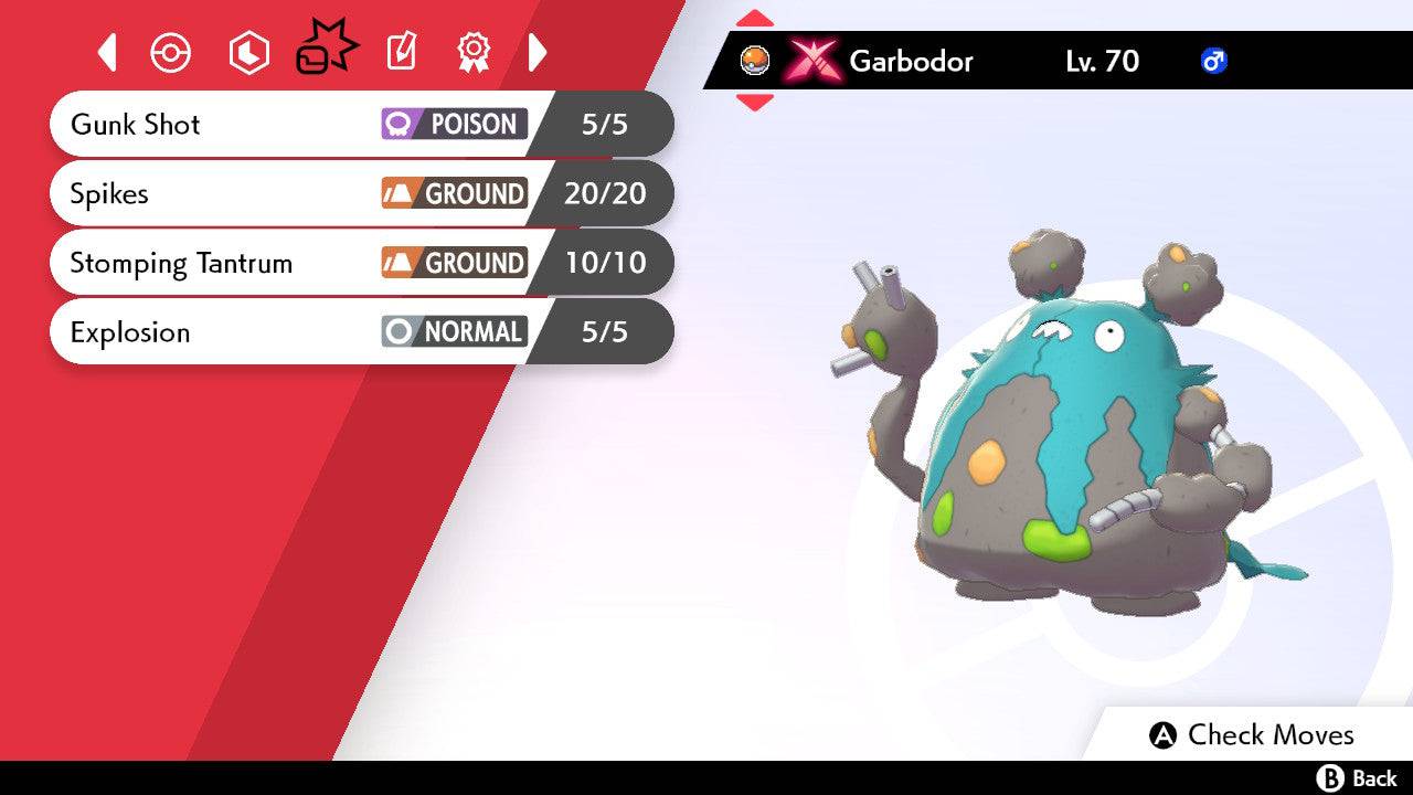 Pokemon Sword and Shield Shiny Gigantamax Garbodor 6IV-EV Trained – Pokemon4Ever