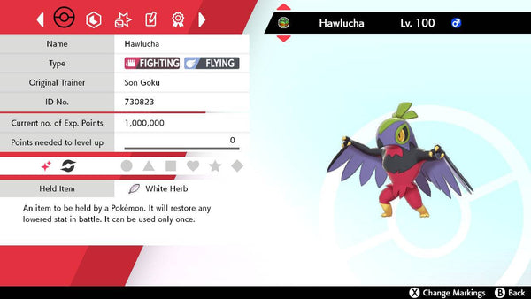 Pokemon Sword and Shield Ultra Shiny Hawlucha 6IV-EV Trained – Pokemon4Ever