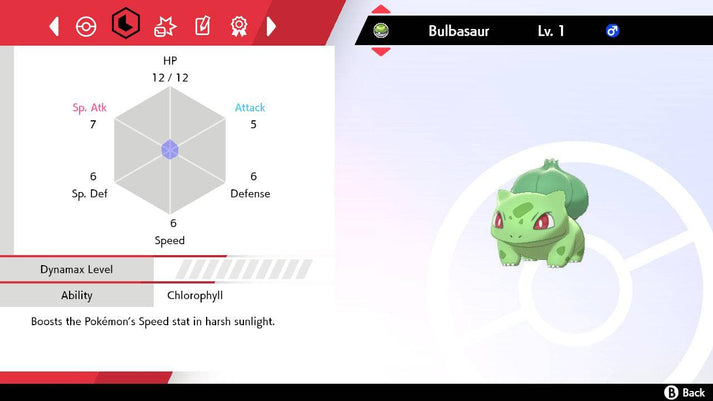 Pokemon Sword and Shield Shiny Level 1 Bulbasaur 6IV-EV Trained ...