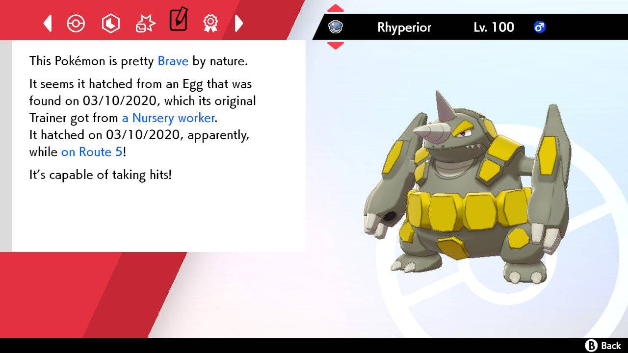 Pokemon Sword and Shield Shiny Rhyperior 6IV-EV Trained – Pokemon4Ever