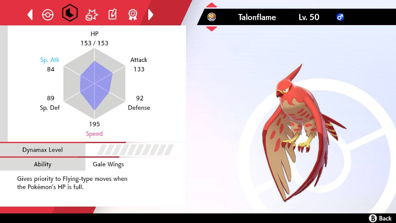 Pokemon Sword and Shield Shiny Talonflame 6IV-EV Trained – Pokemon4Ever