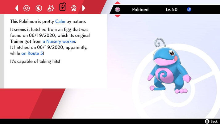 Pokemon Sword and Shield Shiny Politoed 6IV Competitively Trained ...