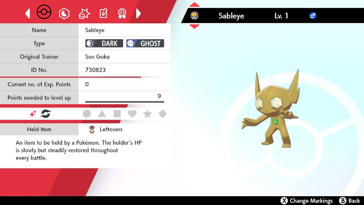 Pokemon Sword and Shield Shiny Level 1 Sableye 6IV-EV Trained ...