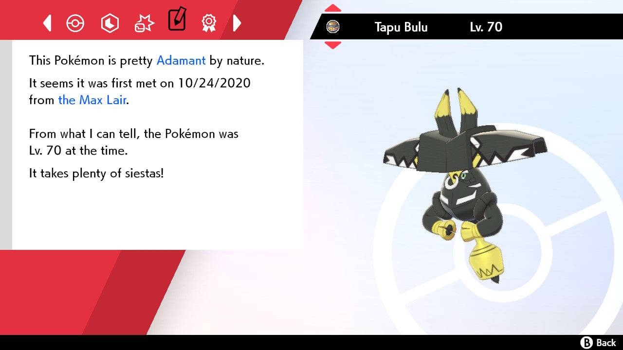 Pokemon Sword and Shield Shiny Tapu Bulu 6IV-EV Trained – Pokemon4Ever