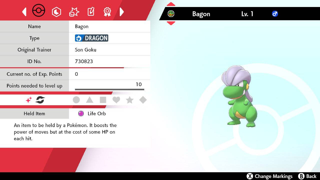 Pokemon Sword and Shield Shiny Bagon 6IV-EV Trained – Pokemon4Ever