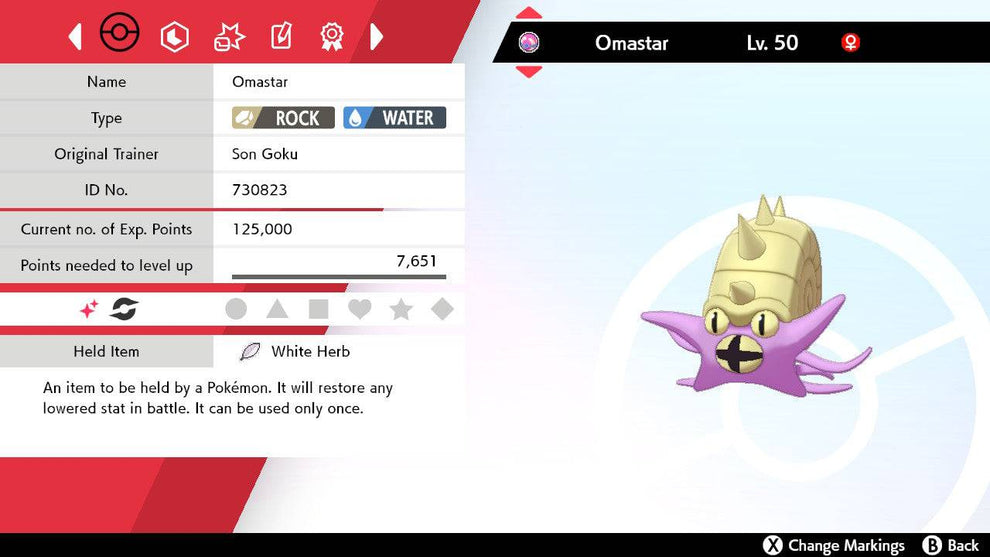 Pokemon Sword and Shield Shiny Omastar 6IV-EV Trained – Pokemon4Ever