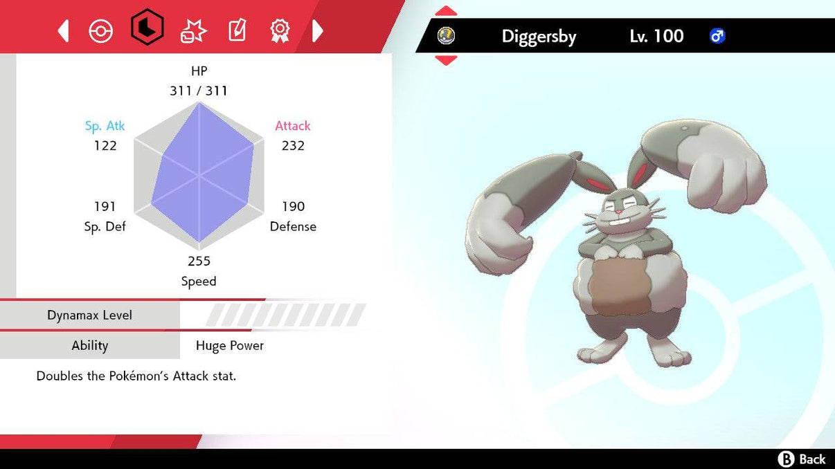 Pokemon Sword and Shield Shiny Diggersby 6IV Competitively Trained ...