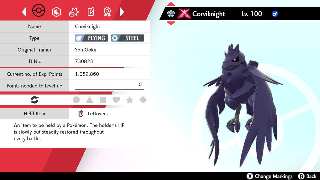 Pokemon Sword and Shield Corviknight 6IV-EV Competitively Trained ...